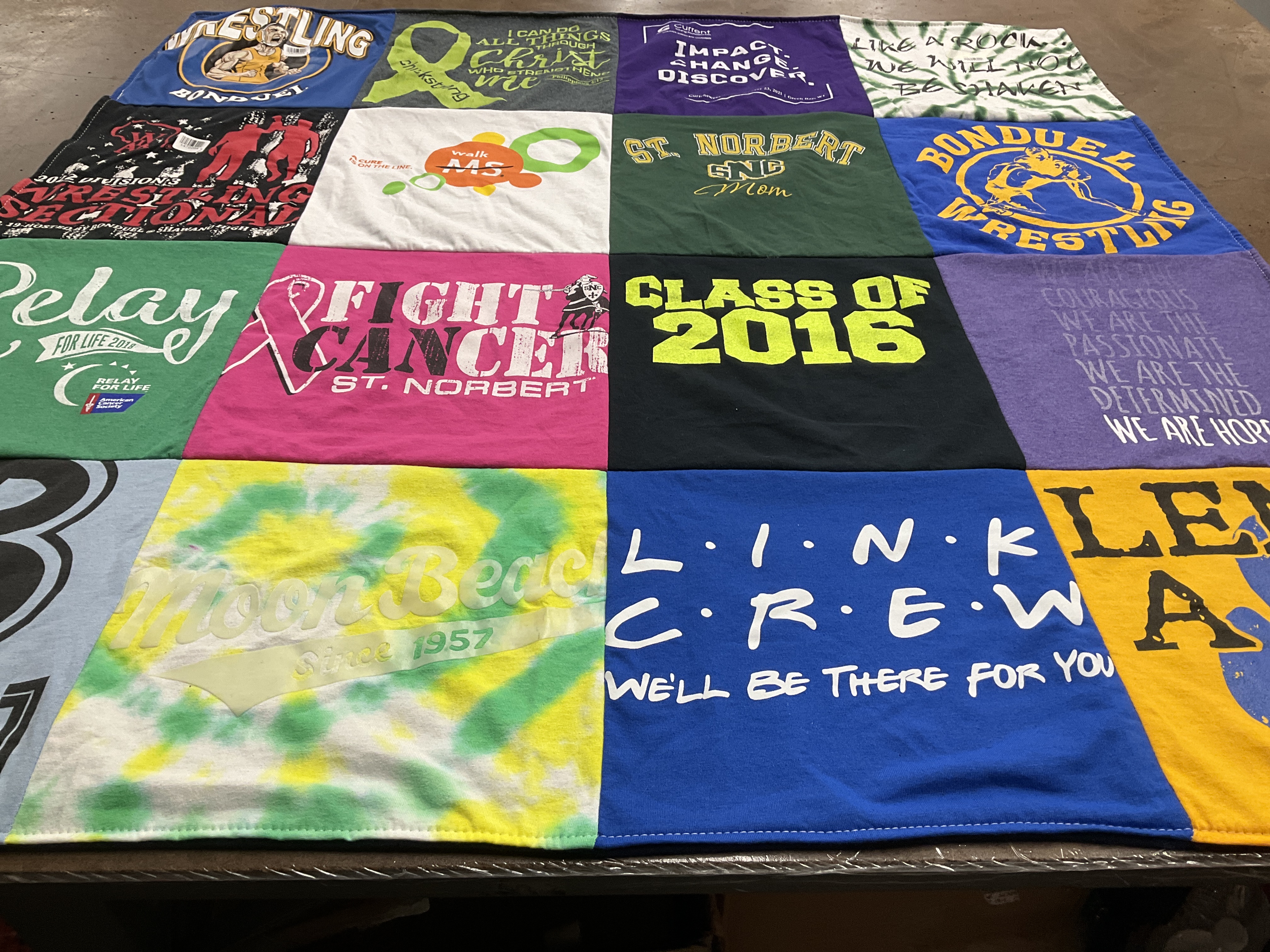 Project Repat - St Norbert College T-shirt Quilt